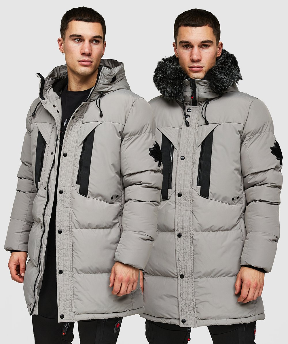 Zavetti Canada Taillio Long Puffer Jacket | Grey Flannel | Zavetti