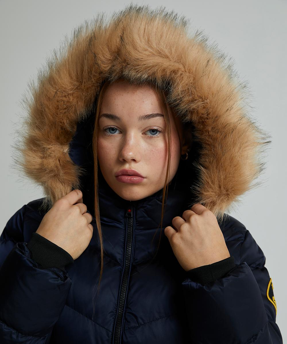 Zavetti Canada Girls Allessia Short Puffer Jacket | Navy Blazer | Zavetti