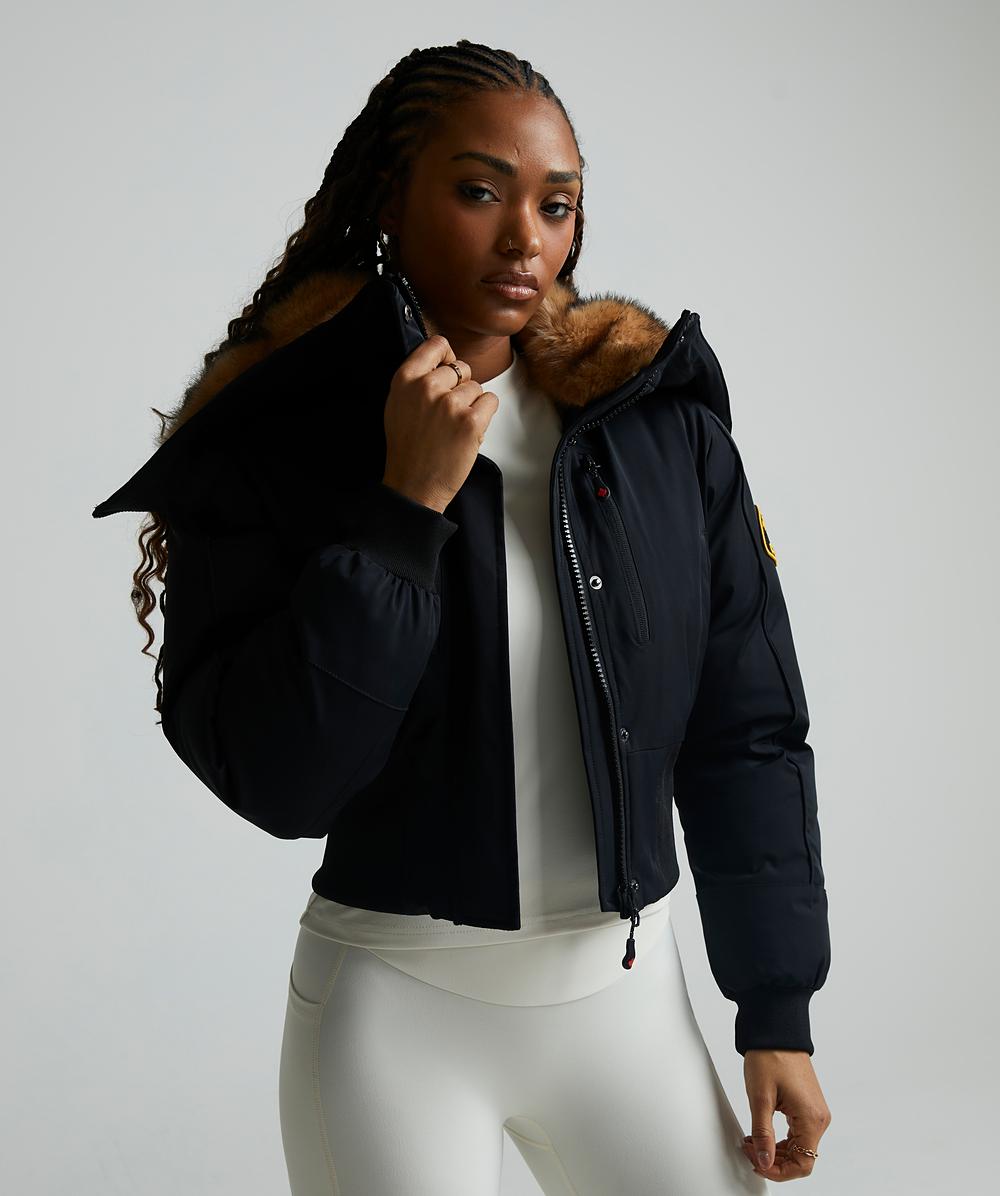 Zavetti Canada Womens Ossani Split Cropped Hooded Puffer Bomber Jacket ...