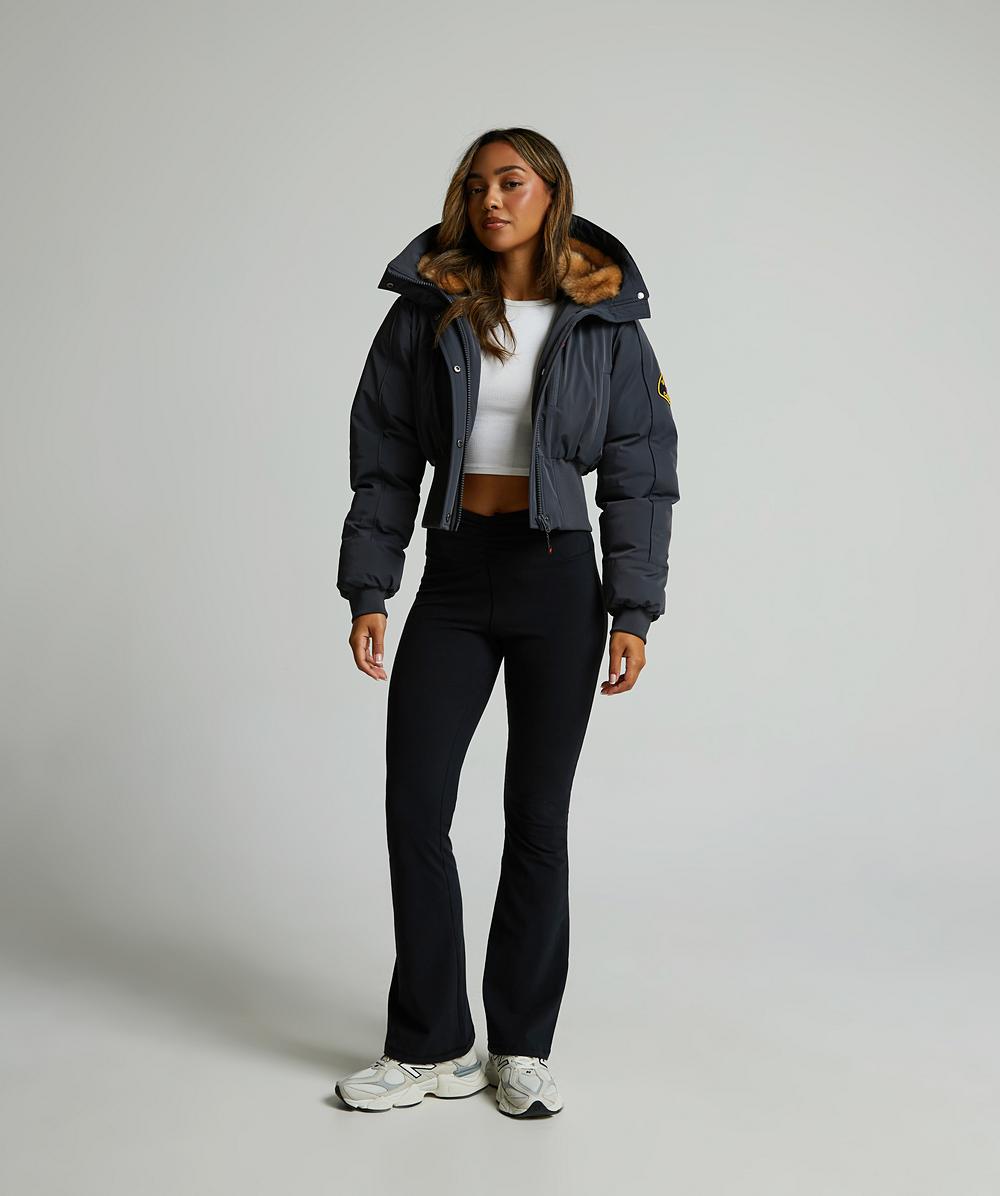Zavetti Canada Womens Ossani Split Cropped Hooded Puffer Bomber Jacket ...