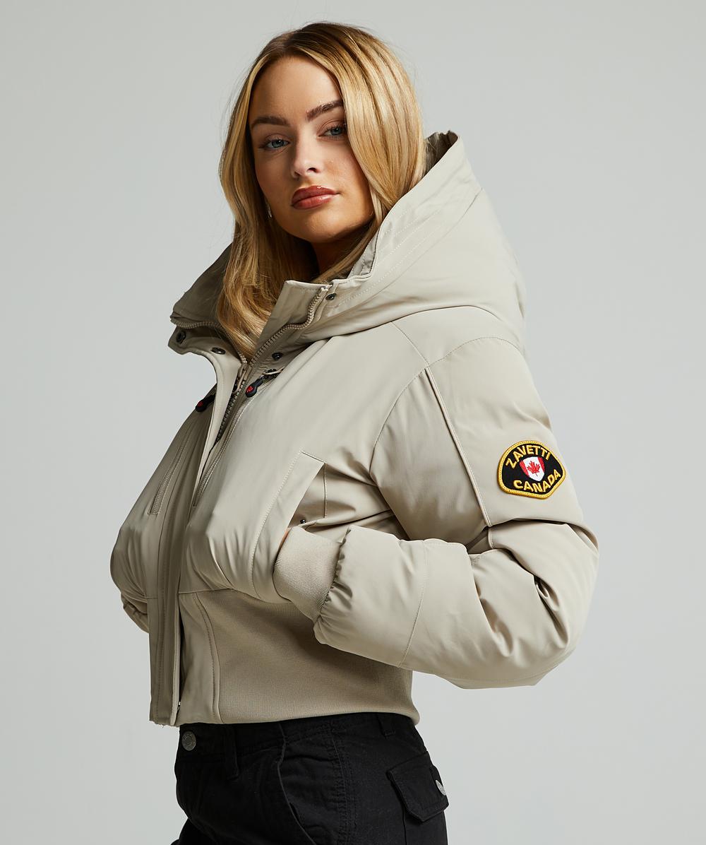 Zavetti Canada Womens Ossani Split Hood Crop Puffer Bomber Jacket ...