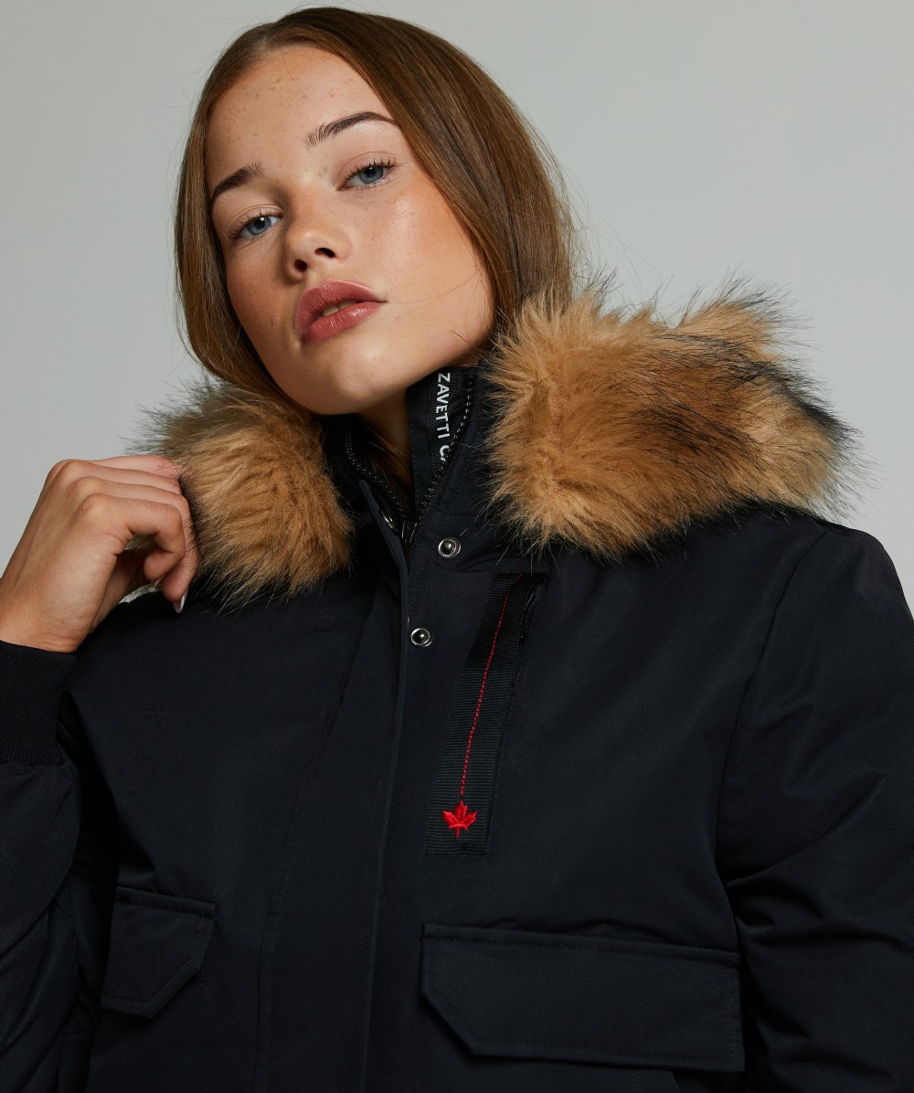 Zavetti Canada Girls Gabellia Hooded Bomber Jacket | Jet Black | Zavetti