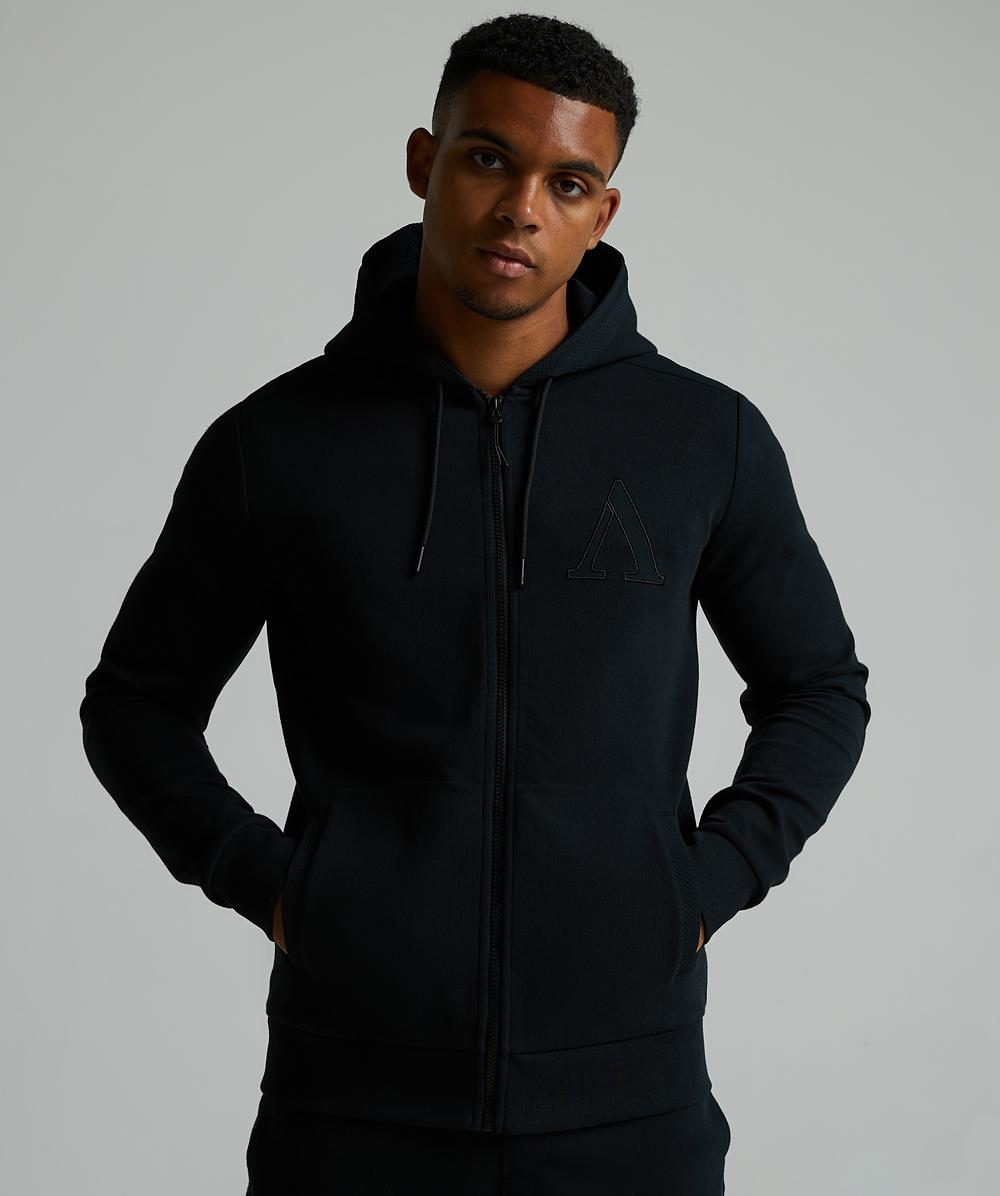 Alessandro Zavetti Ferruccio Interlock Zip Through Hoodie | Jet Black ...