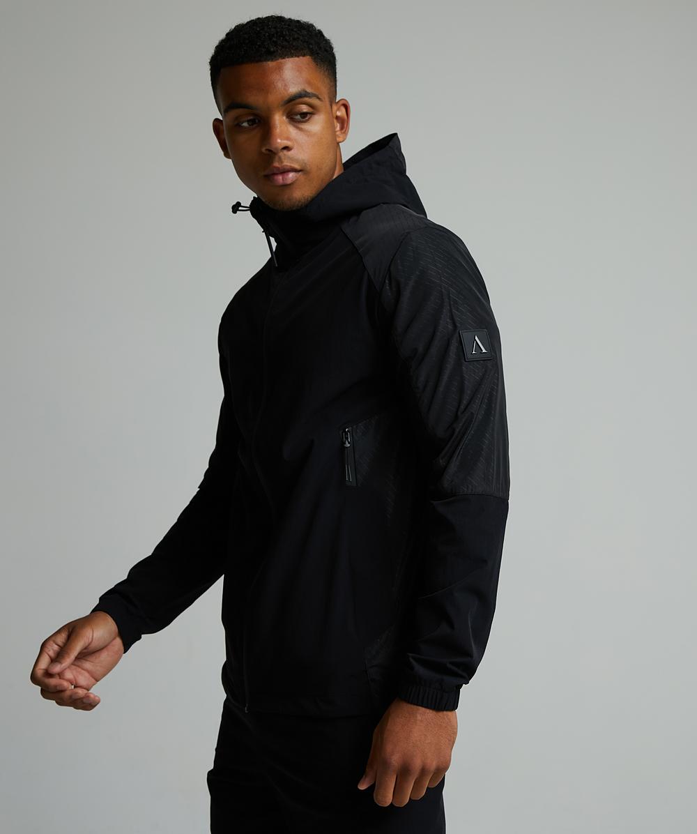 Alessandro Zavetti Trovata Zip Through Woven Hoodie | Jet Black | Zavetti