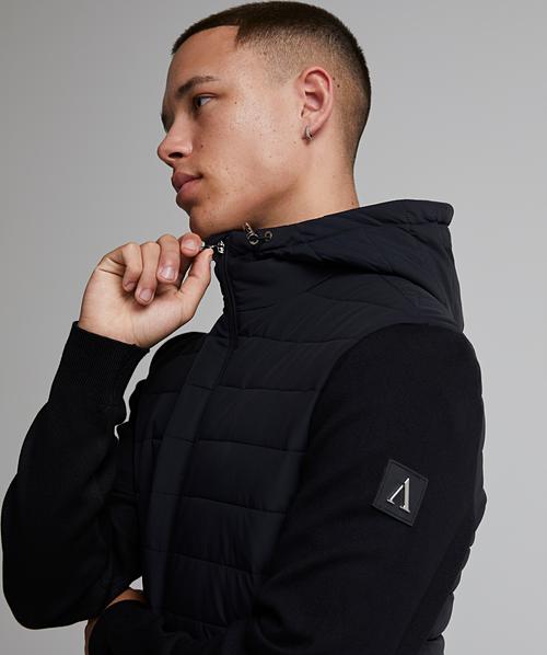 Alessandro Zavetti Collovati Hooded Hybrid Jacket | Jet Black | Zavetti